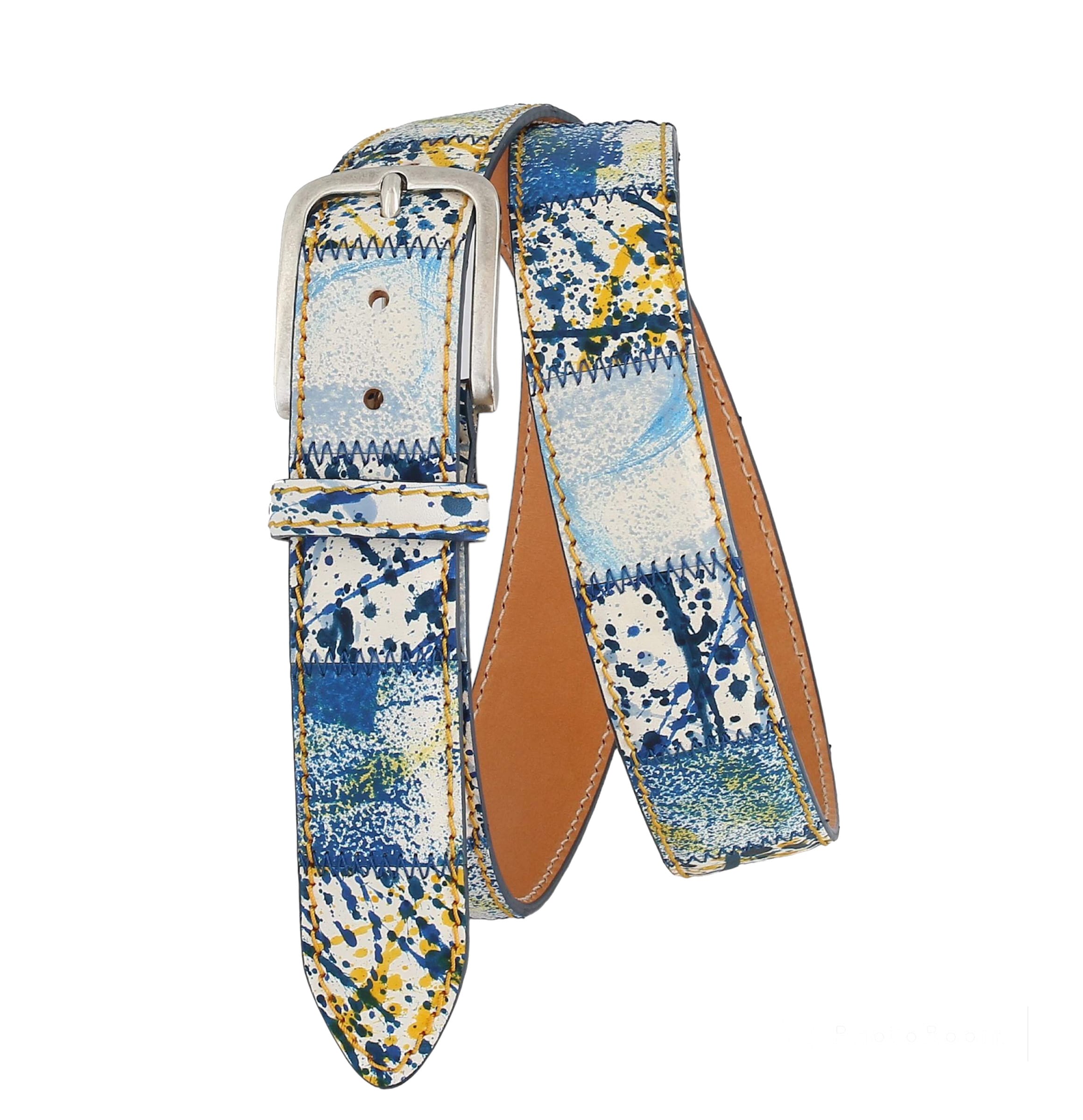 MALCARI Hand Made Painted Leather Belt - Malcari